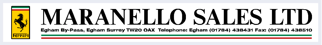 Maranello - Egham Surrey - Ferrari - Dealer Sticker