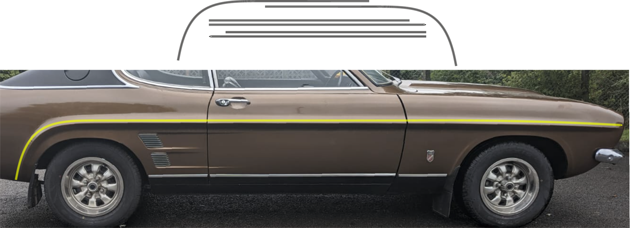 Capri Mk1 Triple Stripe kit for Sides ONLY / DMB Graphics Ltd