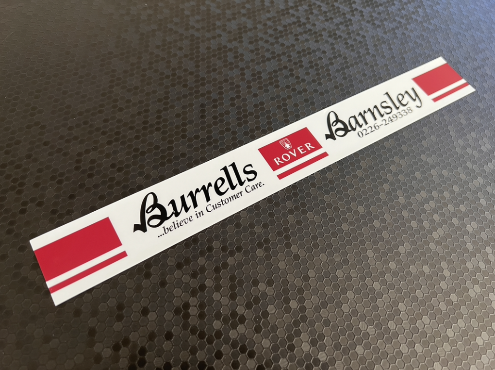 Burrells - Barnsley - Rover - Dealer Sticker / DMB Graphics Ltd
