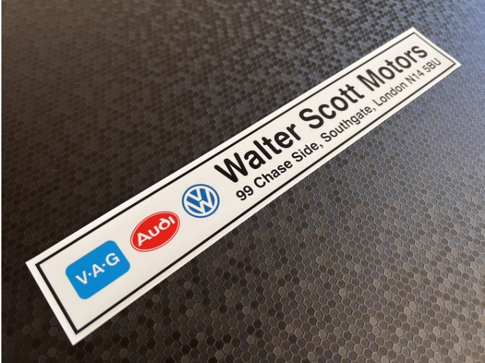 Walter Scott Motors - Southgate London - VW Audi - Dealer Sticker