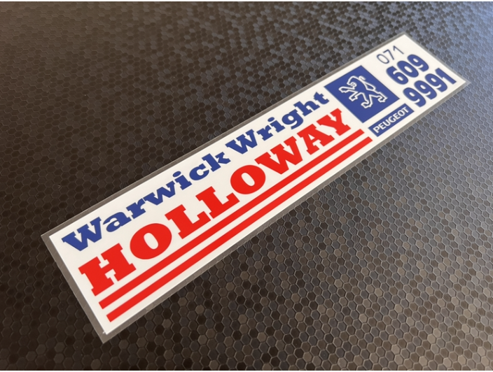 Warwick Wright - Holloway - Peugeot - Dealer Sticker