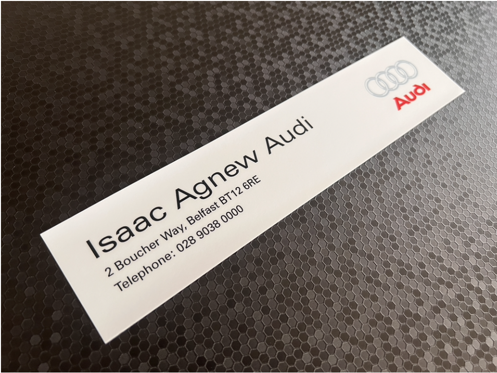 Isaac Agnew Audi - Belfast - Dealer Sticker / DMB Graphics Ltd