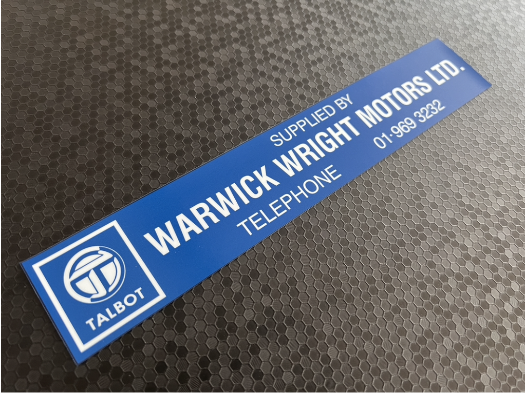Warwick Wright Motors Ltd - London - Talbot - Dealer Sticker