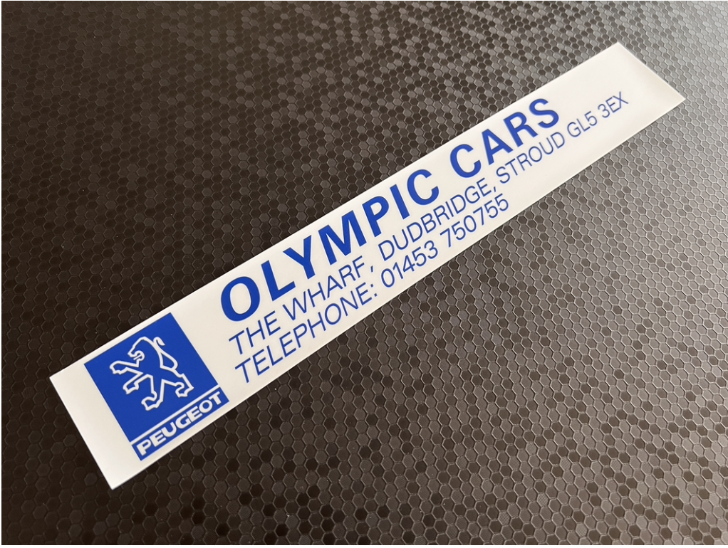 Olympic Cars - Stroud Gloucestershire - Peugeot - Dealer Sticker