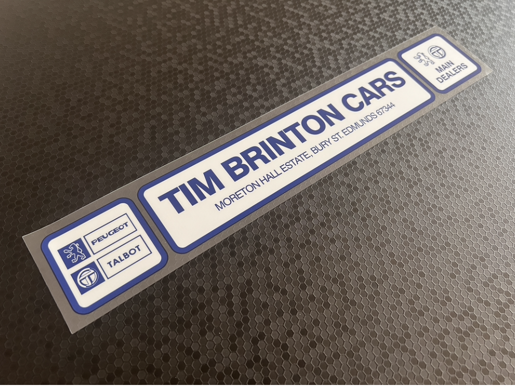 Tim Brinton Cars - Bury St Edmunds - Peugeot Talbot - Dealer Sticker