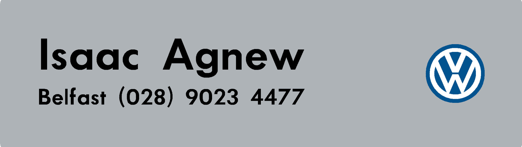 Isaac Agnew - Belfast - VW - Dealer Sticker / DMB Graphics Ltd