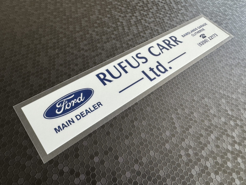 Rufus Carr - Clitheroe - Ford - Dealer Sticker