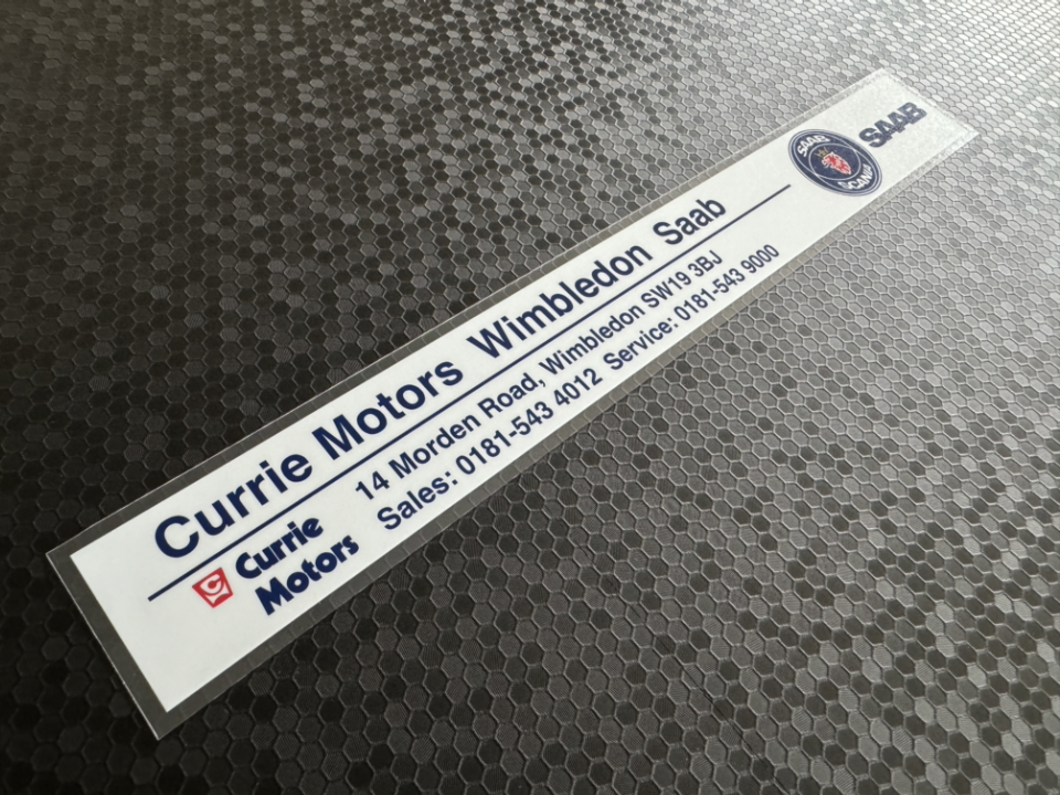 Currie Motors - Wimbledon - Saab - Dealer Sticker