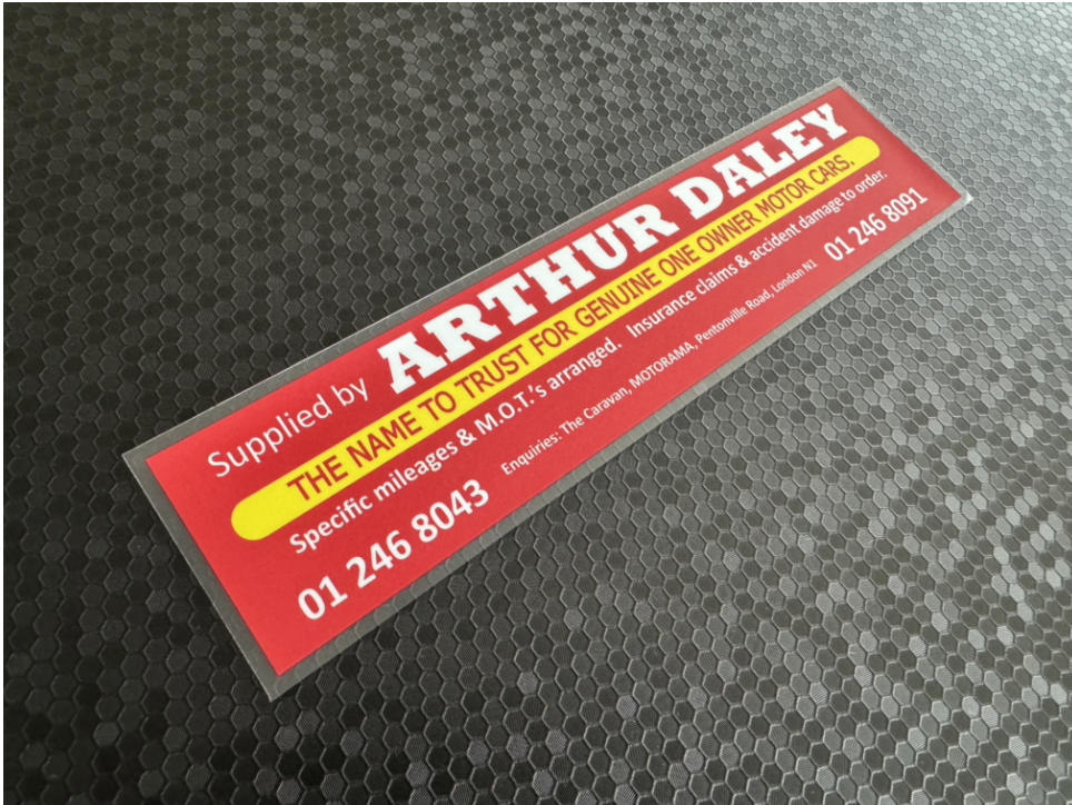 Arthur Daley - London - Dealer Sticker / DMB Graphics Ltd