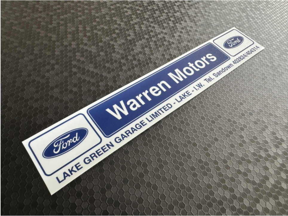 Warren Motors - Isle of Wight - Ford - Dealer Sticker
